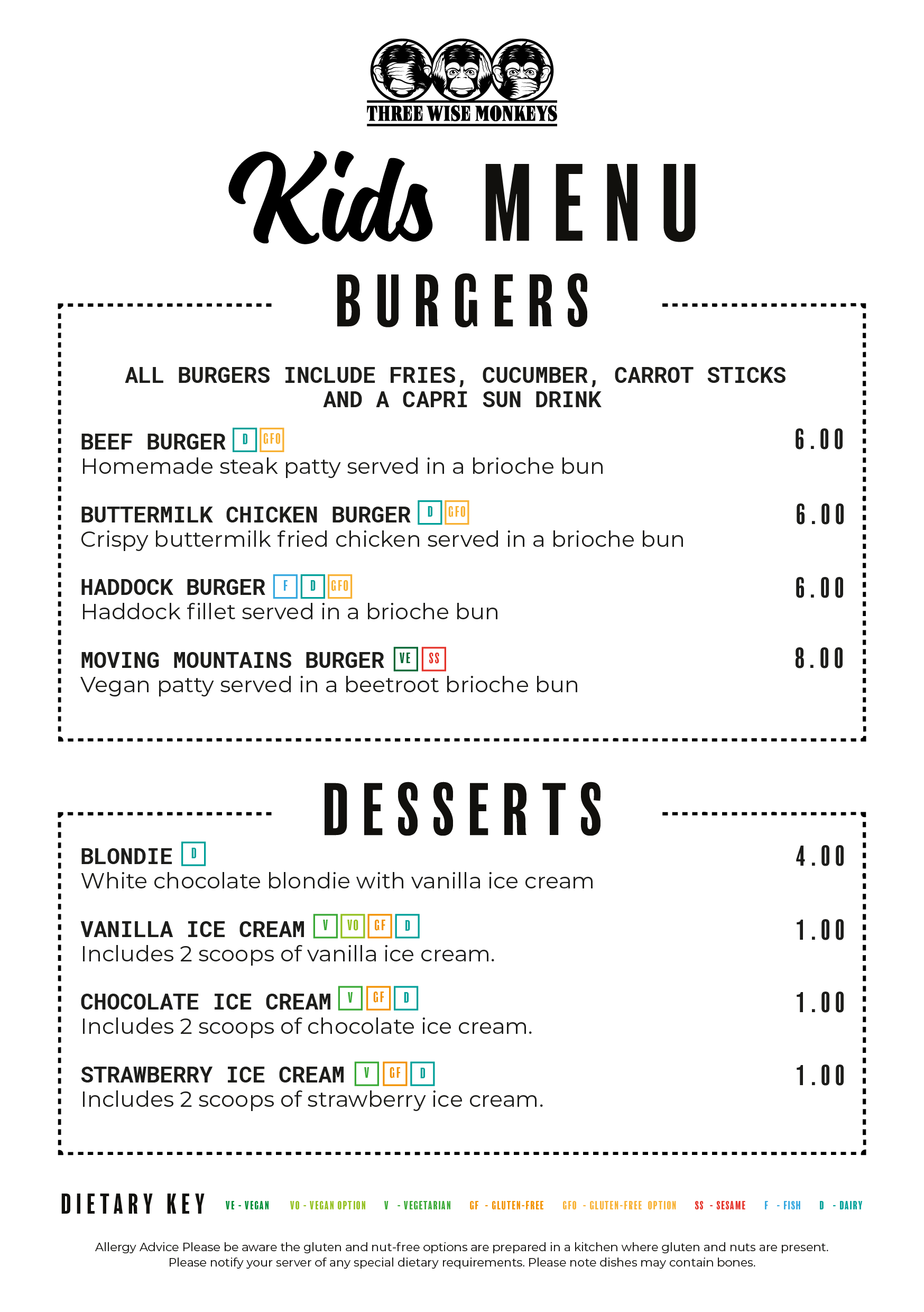 Authentic American Food in Colchester - Three Wise Monkeys